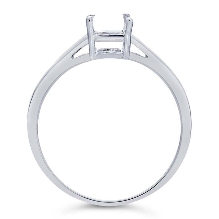 14K White Gold Emerald Cut Basket Ring Mounting RioGrande