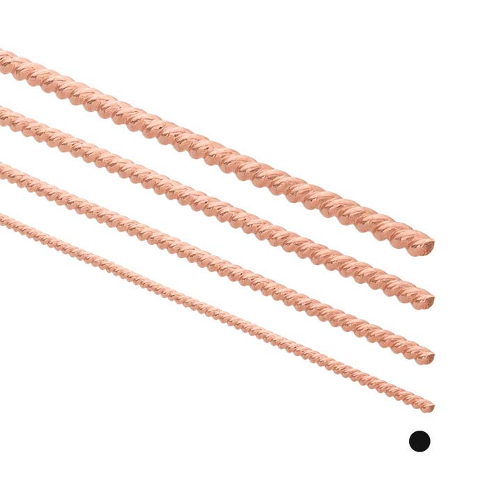 14/20 Rose Gold-Filled Round Twist-Pattern Wire, 6-Ga., Dead-Soft ...