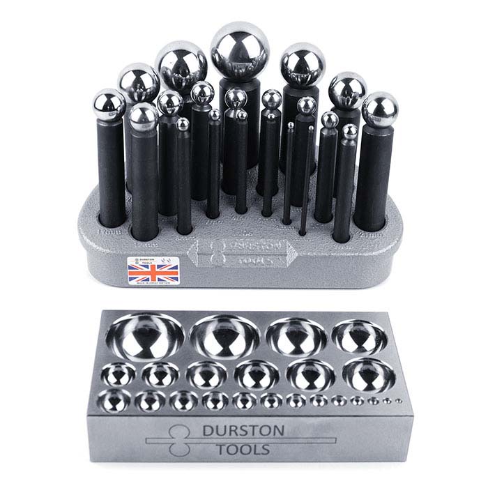 Durston Steel 21-Piece Dapping Punch Set with Block - RioGrande