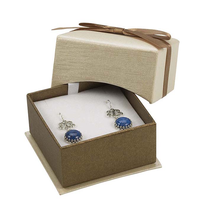 Ribbon Wrapped Linen Paper Earring Gift Box RioGrande