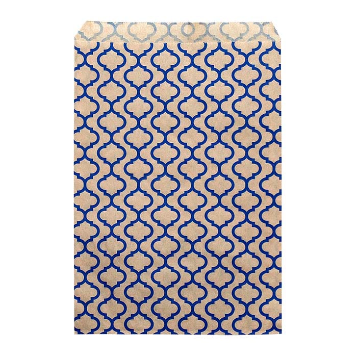 Blue Trellis Print Paper 6"W x 9"H Merchandise Bag - RioGrande