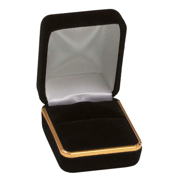 Black Velveteen Gold-Rimmed Ring Gift Box - RioGrande