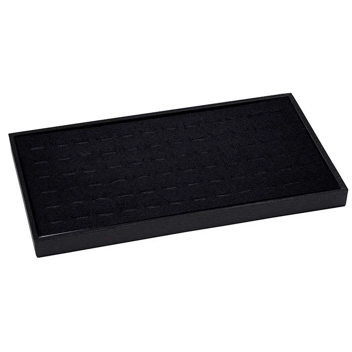 Black Textured-Paper Full-Size Tray with Velour-Flocked 72-Ring Insert ...
