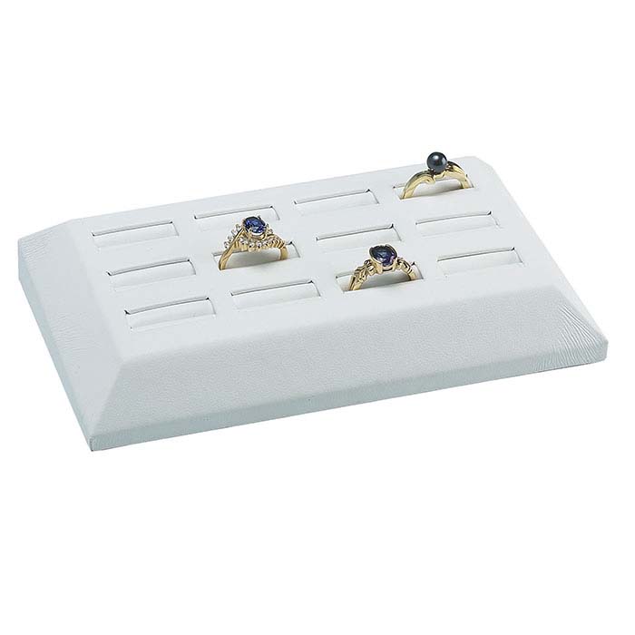 White Vienna Faux Leather Slotted 12-Ring Display - RioGrande