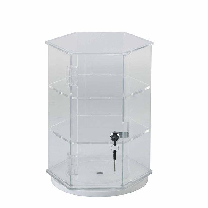 Clear Acrylic Lockable Rotating Display Case - RioGrande