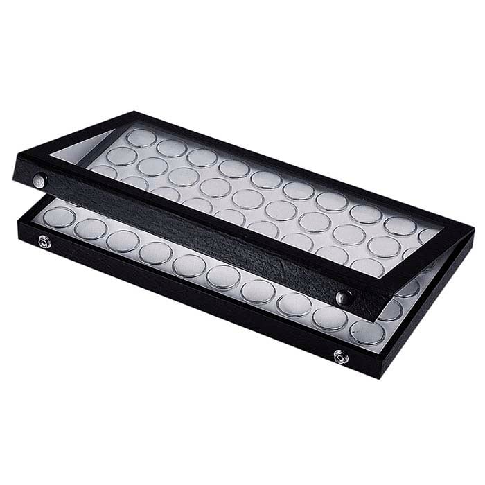 Black Paper-Covered Full-Size Snap-Close Gem Tray with White Liner ...