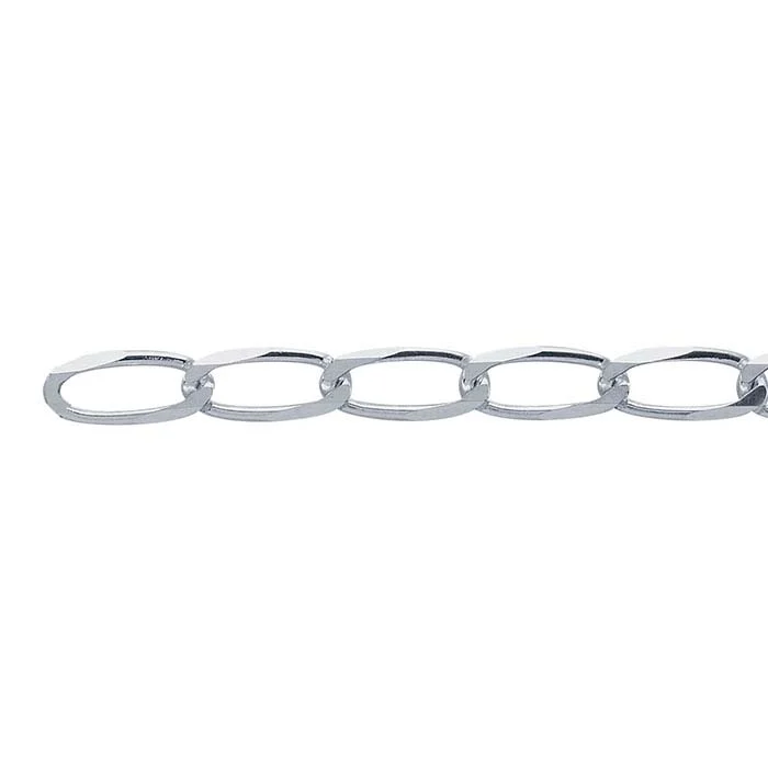Sterling Silver 5.6mm Beveled Elongated Oval Curb Chain, By the Foot ...