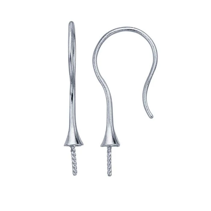 Sterling Silver Rhodium-Plated 3.2mm Pearl Ear Wire Mounting - RioGrande