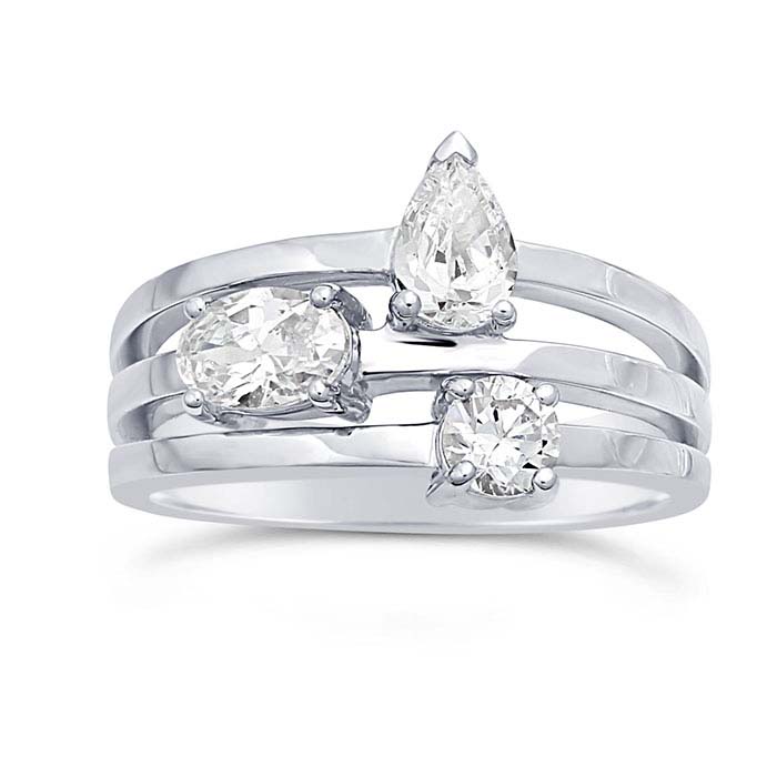 Sterling Silver Triple-Shank Three-Stone Ring Mounting - RioGrande