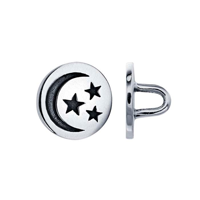 Sterling Silver Shank-Style Button with Moon & Stars - RioGrande