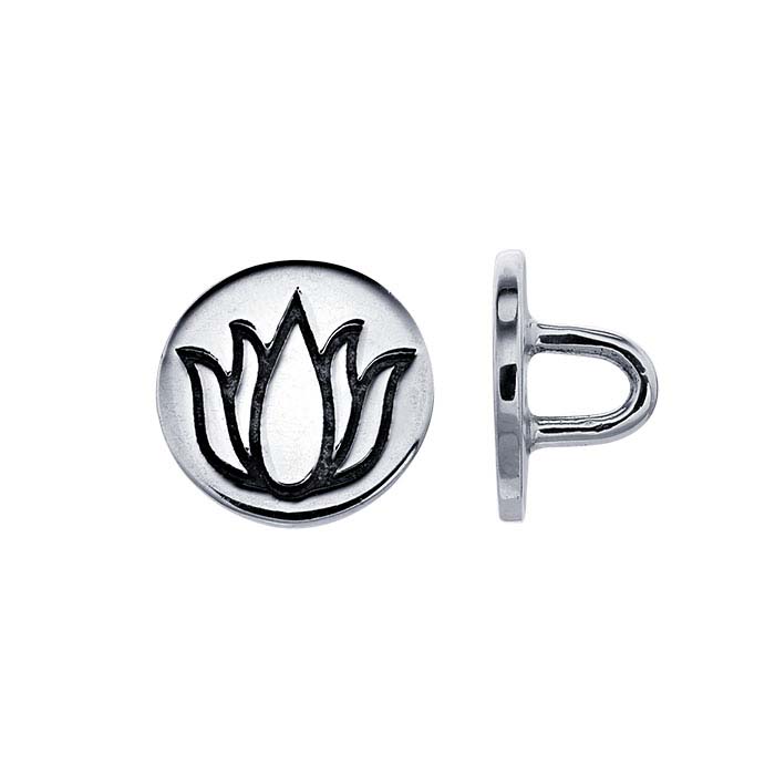 Sterling Silver Shank-Style Button with Lotus Flower - RioGrande
