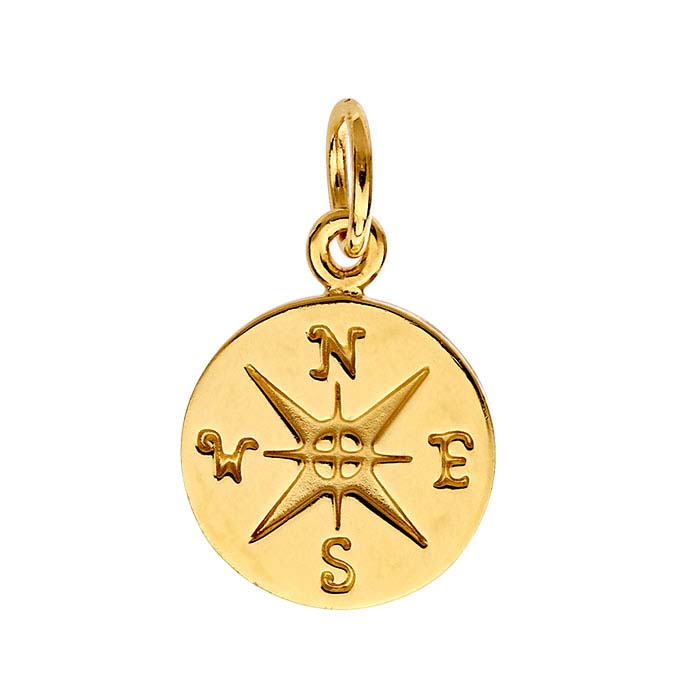 14K Heavy Yellow Gold-Plated Compass Rose Charm - RioGrande