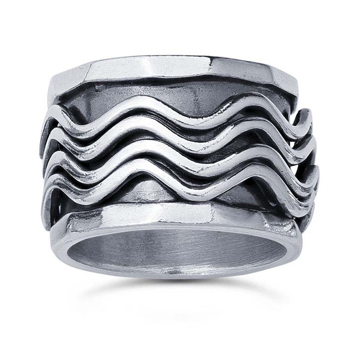 Sterling Silver Four-Row Wavy Spinner Band - RioGrande