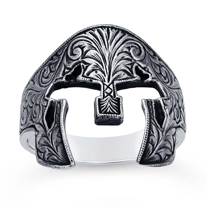 Sterling Silver Textured Spartan Helmet Ring - RioGrande