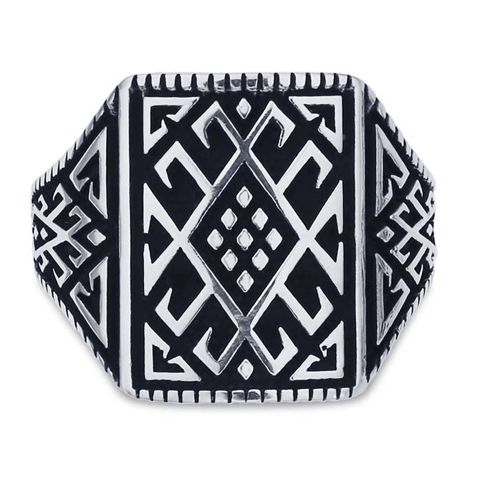 Sterling Silver Geometric Design Ring - RioGrande