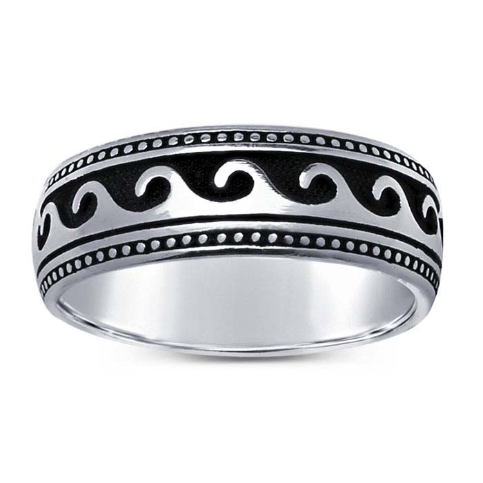 Sterling Silver Two-Tone Wave Band - RioGrande