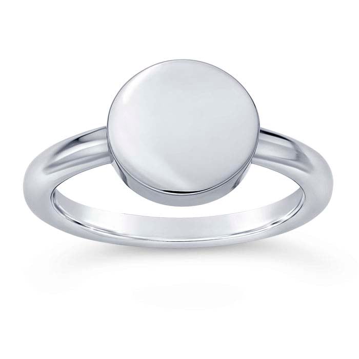 Sterling Silver Rhodium-Plated 10mm Round Signet Ring - RioGrande