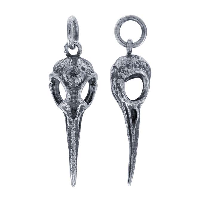 Sterling Silver Hummingbird Skull Charm - RioGrande