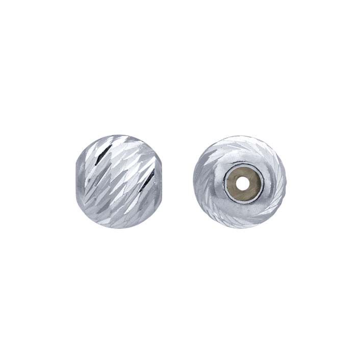 Sterling Silver Round Diamond-Cut "Smart" Beads with Silicone Insert ...