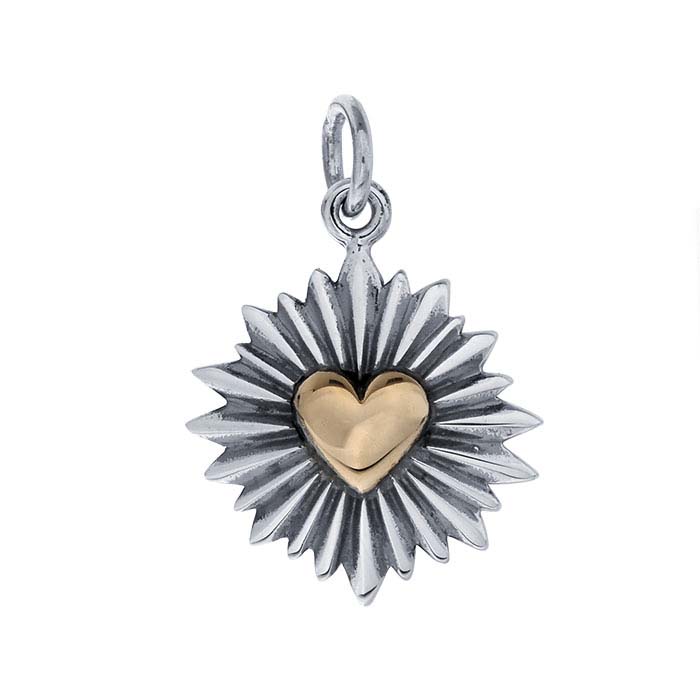 Sterling Silver Sunray Heart Pendant - RioGrande