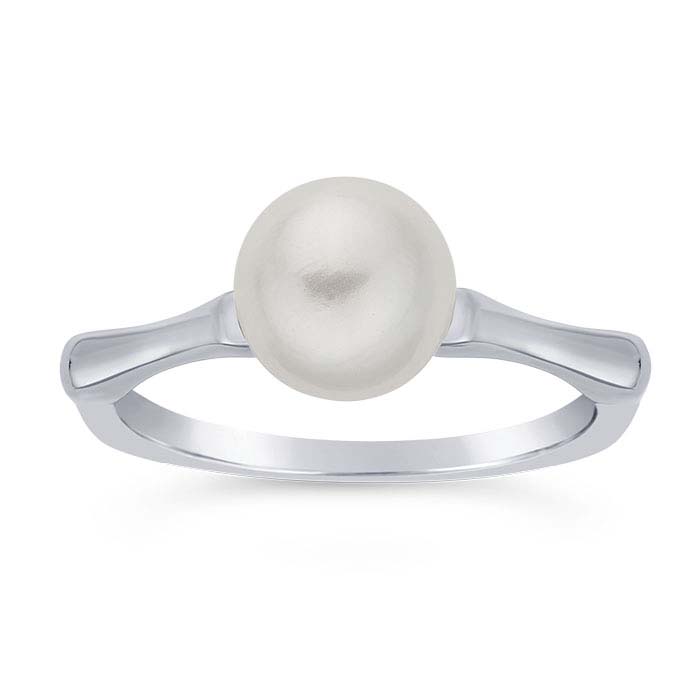 Sterling Silver Slanted Pearl-Set Ring - RioGrande