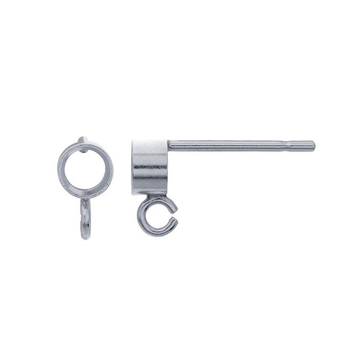 Sterling Silver Round Cabochon Post Earring Mountings with Open Ring ...