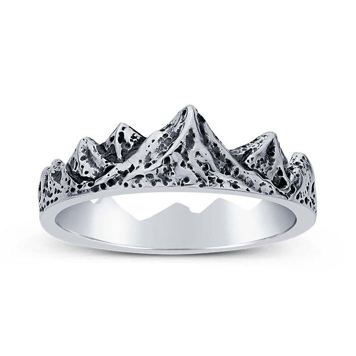 Sterling Silver Textured Mountain Ridge Ring - RioGrande