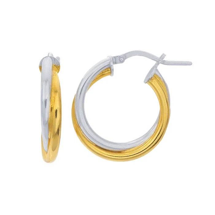Sterling Silver Double Hoop Earrings with Yellow Gold Plating - RioGrande