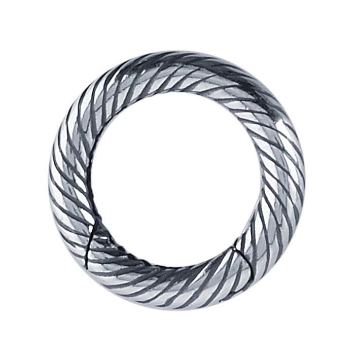 Sterling Silver Oxidized Twist Round Push Clasp - RioGrande