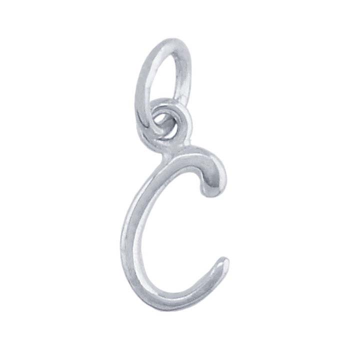 Sterling Silver Cursive Alphabet Charm, "C" - RioGrande