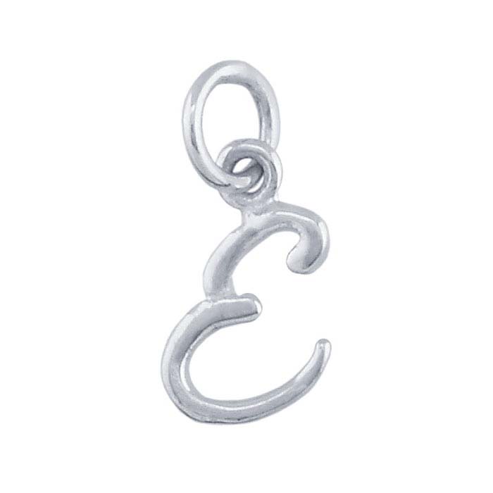 Sterling Silver Cursive Alphabet Charm, "E" - RioGrande