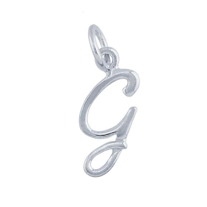 Sterling Silver Cursive Alphabet Charm, "G" - RioGrande