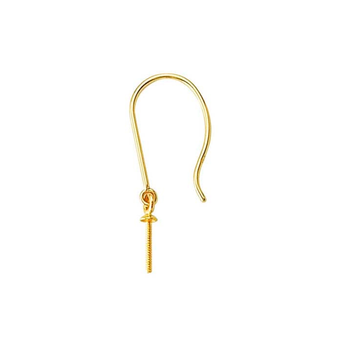 14K Yellow Gold Ear Wire with Pearl Mounting Dangle - RioGrande