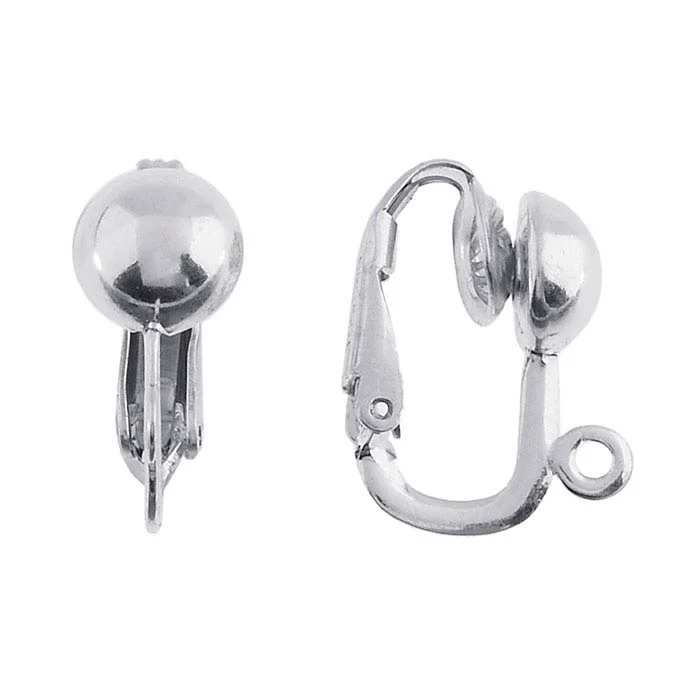 Sterling Silver Half-Ball Clip Earring with Closed Ring - RioGrande