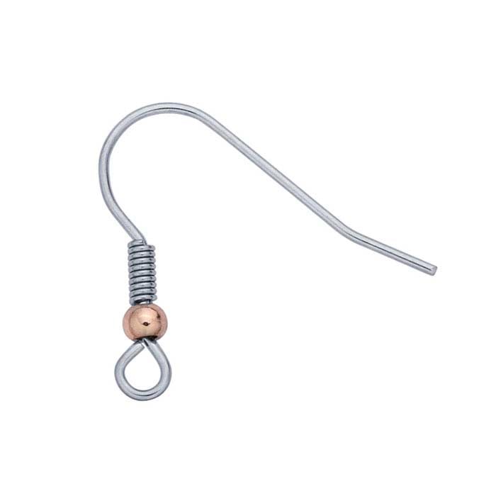 Surgical Steel Ear Wire and Coil with Loop and Copper-Finish Bead ...