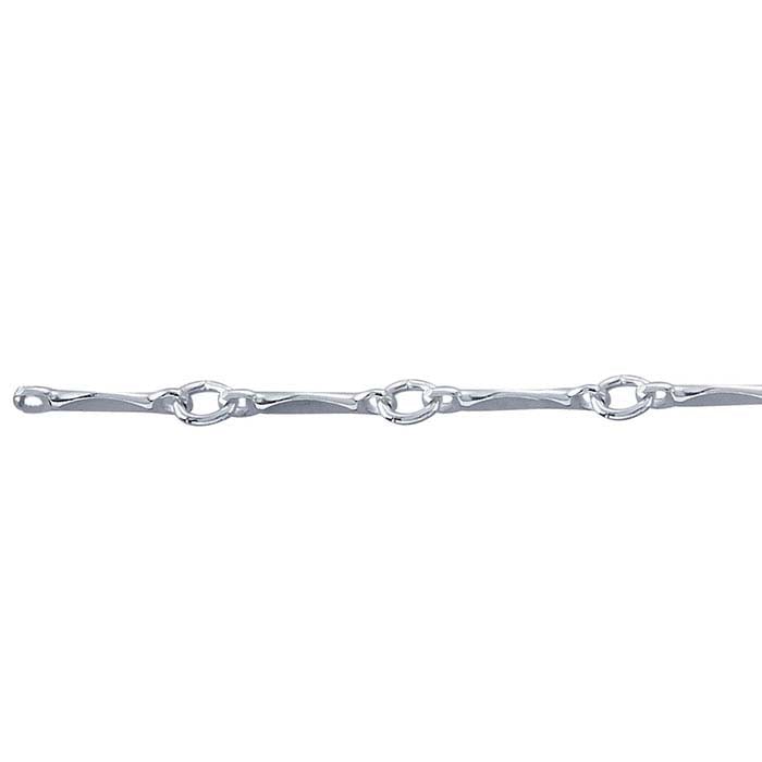 Sterling Silver 1.7mm Dapped Bar and Link Chain, By the Foot - RioGrande