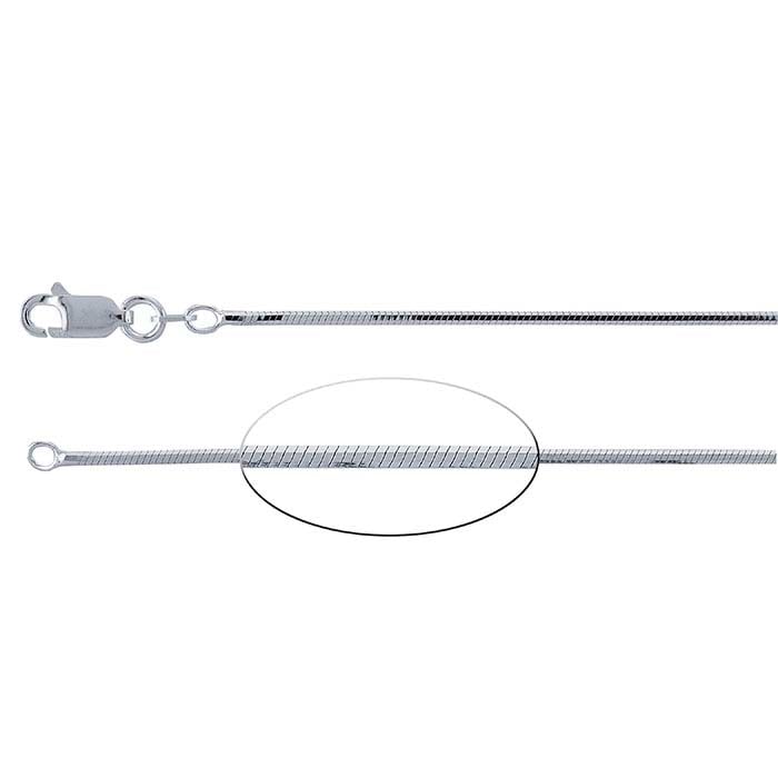 Sterling Silver Rhodium-Plated 1.3mm Eight-Sided Seamed Snake Chain ...