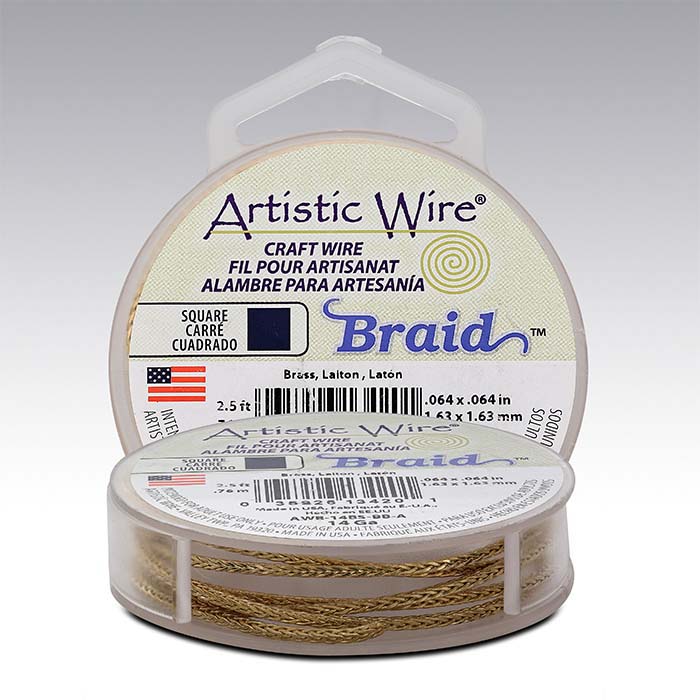 Artistic Wire® Brass 14-Ga. Square Braid, 2-1/2-ft. Spool - RioGrande