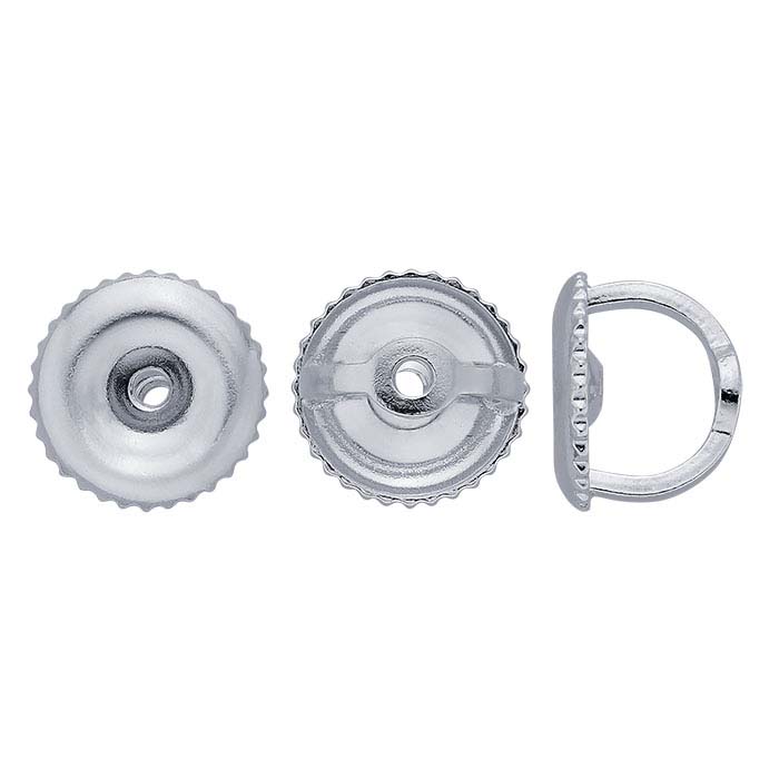 14K White Gold 6.4mm Threaded Ear Nut - RioGrande