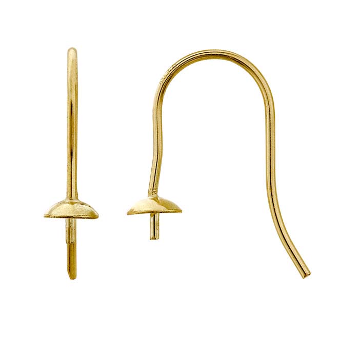 14K Yellow Gold Pearl Ear Wire Mounting - RioGrande