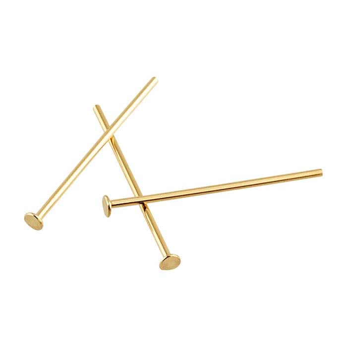 14K Yellow Gold 1.3mm Flat Head Pin, 24-Ga., 1/2-Hard - RioGrande