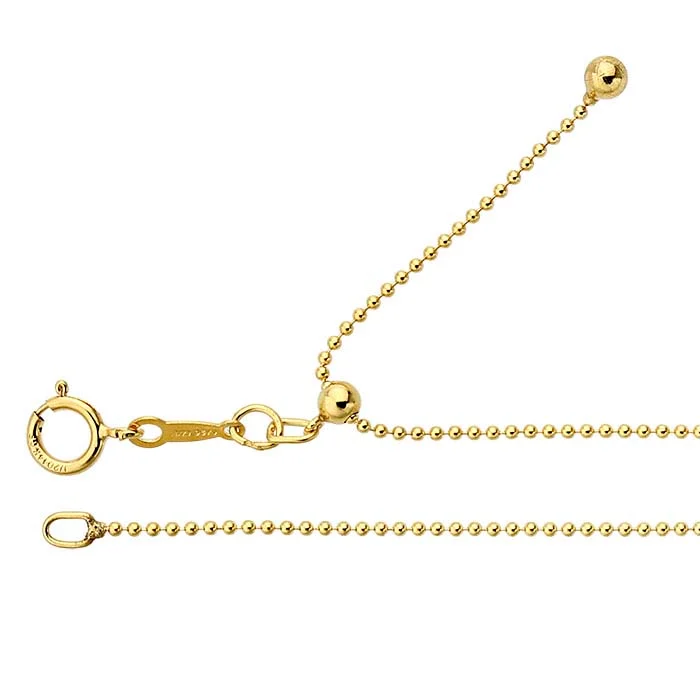 14/20 Yellow Gold-Filled 1mm Bead Chain, Adjustable - RioGrande