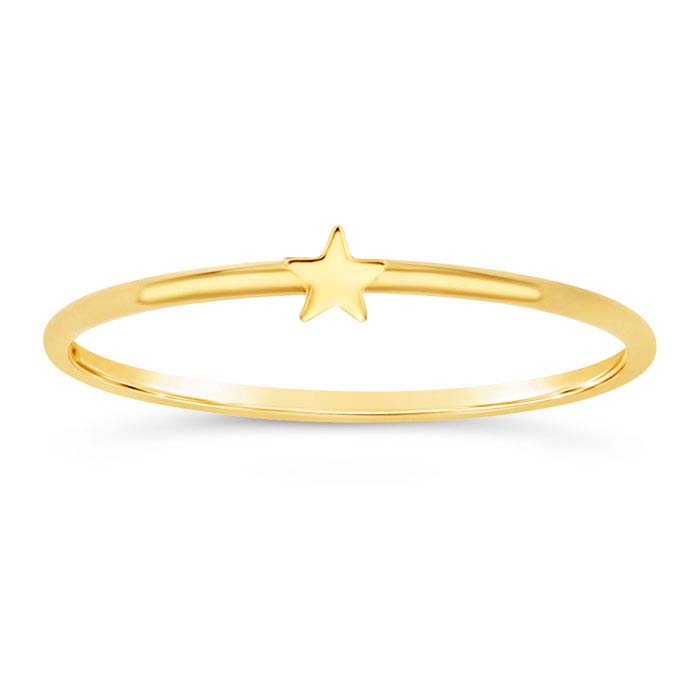 14K Yellow Gold Star Accent Stackable Ring - RioGrande