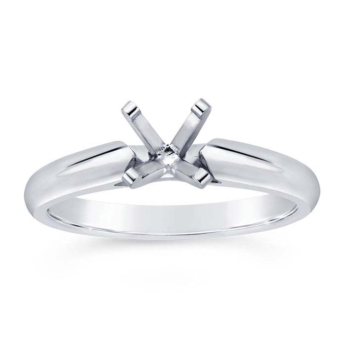 14K White Gold Round Cathedral Engagement Ring Mounting - RioGrande