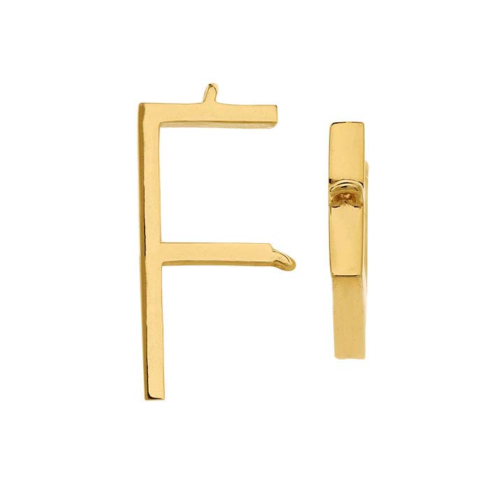 14K Yellow Gold Alphabet Sideways Festoon Pendant, F - RioGrande