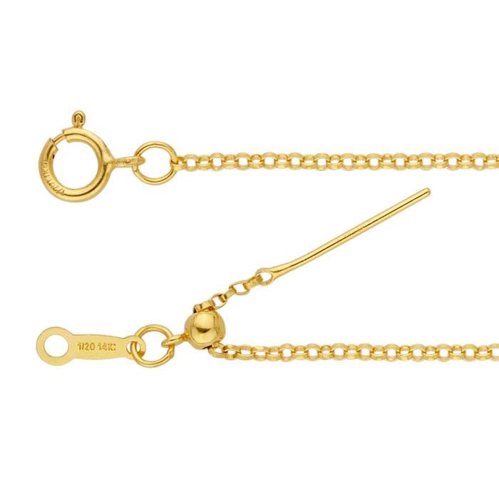 14/20 Yellow Gold-Filled Add-A-Bead Rolo Chain Necklaces, Adjustable ...