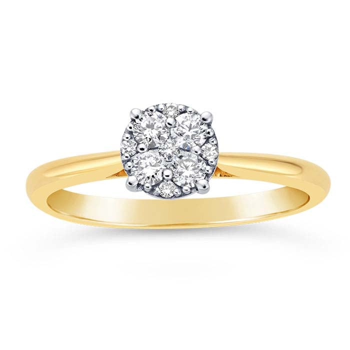 14K Yellow Gold Cluster Diamond-Set Ring - RioGrande