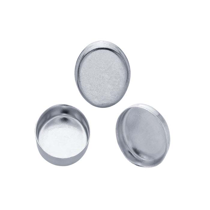 14K White Gold 9 x 7mm Oval Bezel Cup Setting - RioGrande