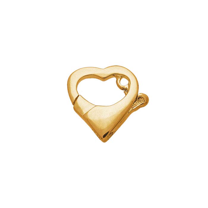 14K Yellow Gold Open Heart Lobster Clasp with Closed Ring RioGrande