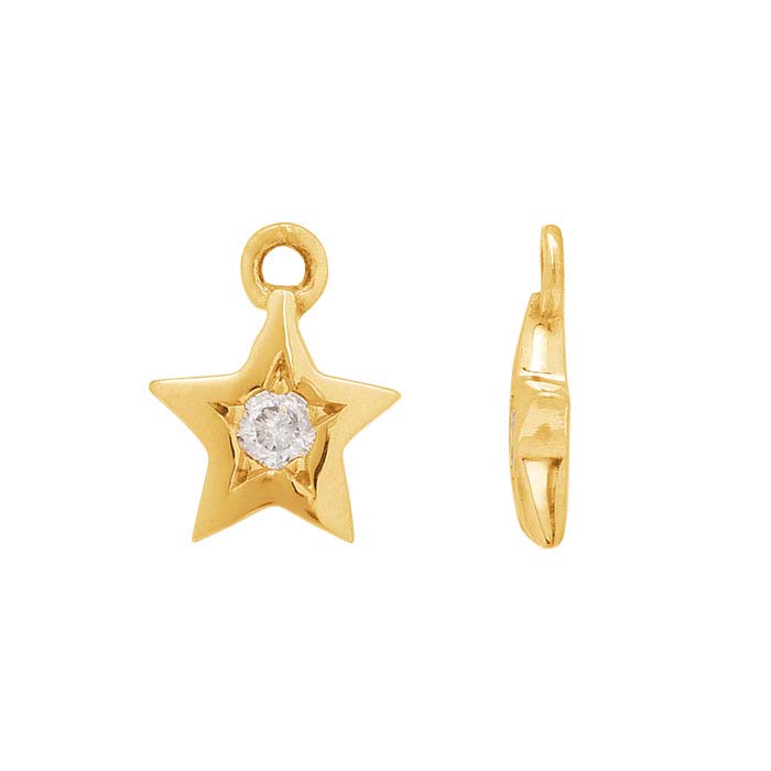 14K Yellow Gold Diamond-Set Star Mini Charm - RioGrande